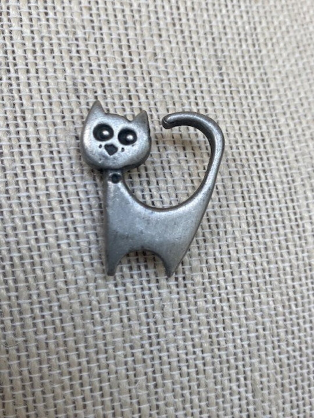 Vintage Swedish Rune Tennesmed Signed Pewter Cat Brooch Pin Estate Mid ...
