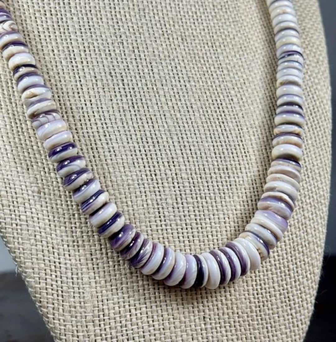 Vintage Wampum Quahog Shell Thick Disc Beaded 20" Necklace Single ...