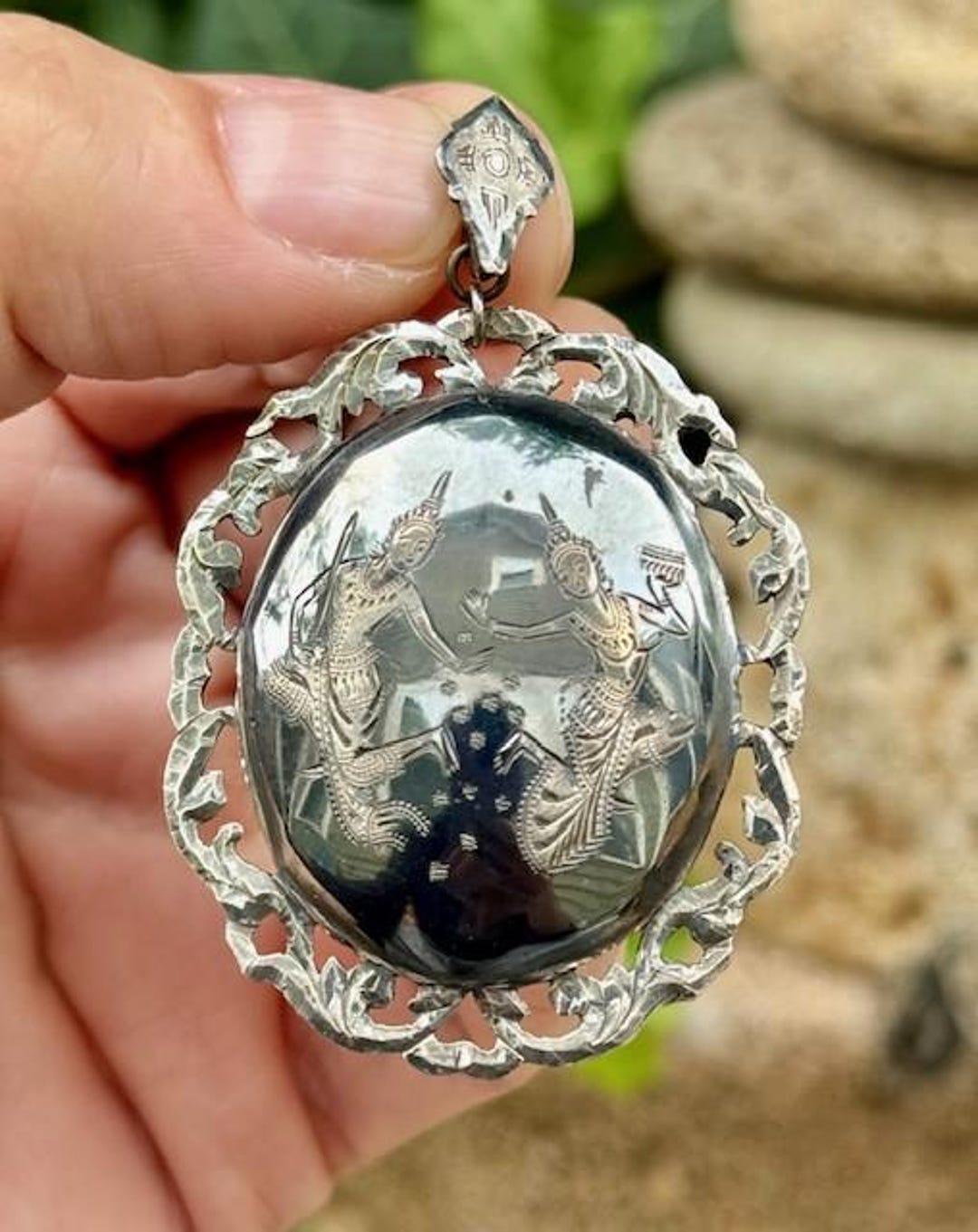 Vintage Sterling Silver Siam Niello Manimekhala Guardian of the Seas ...