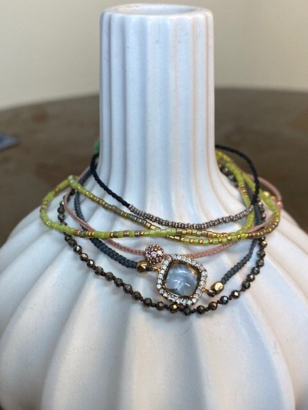 Super Delicate Bead & Cord Minimalist Thin Stacking Bracelets ...