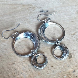 Vintage Modernist David Urso Sterling Silver Blue Black Enamel Double ...