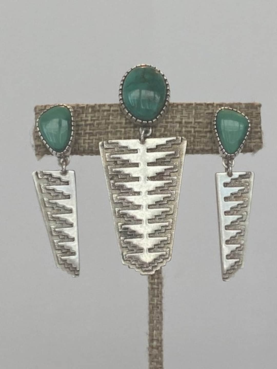 Vintage Navajo Royston Turquoise Sterling Silver Pendant and Clip ...