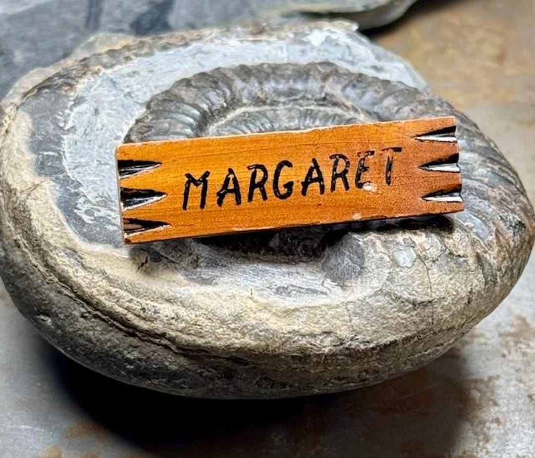 Vintage "margaret" Wood Name Tag Brooch Pin School Girl Name Placard ...