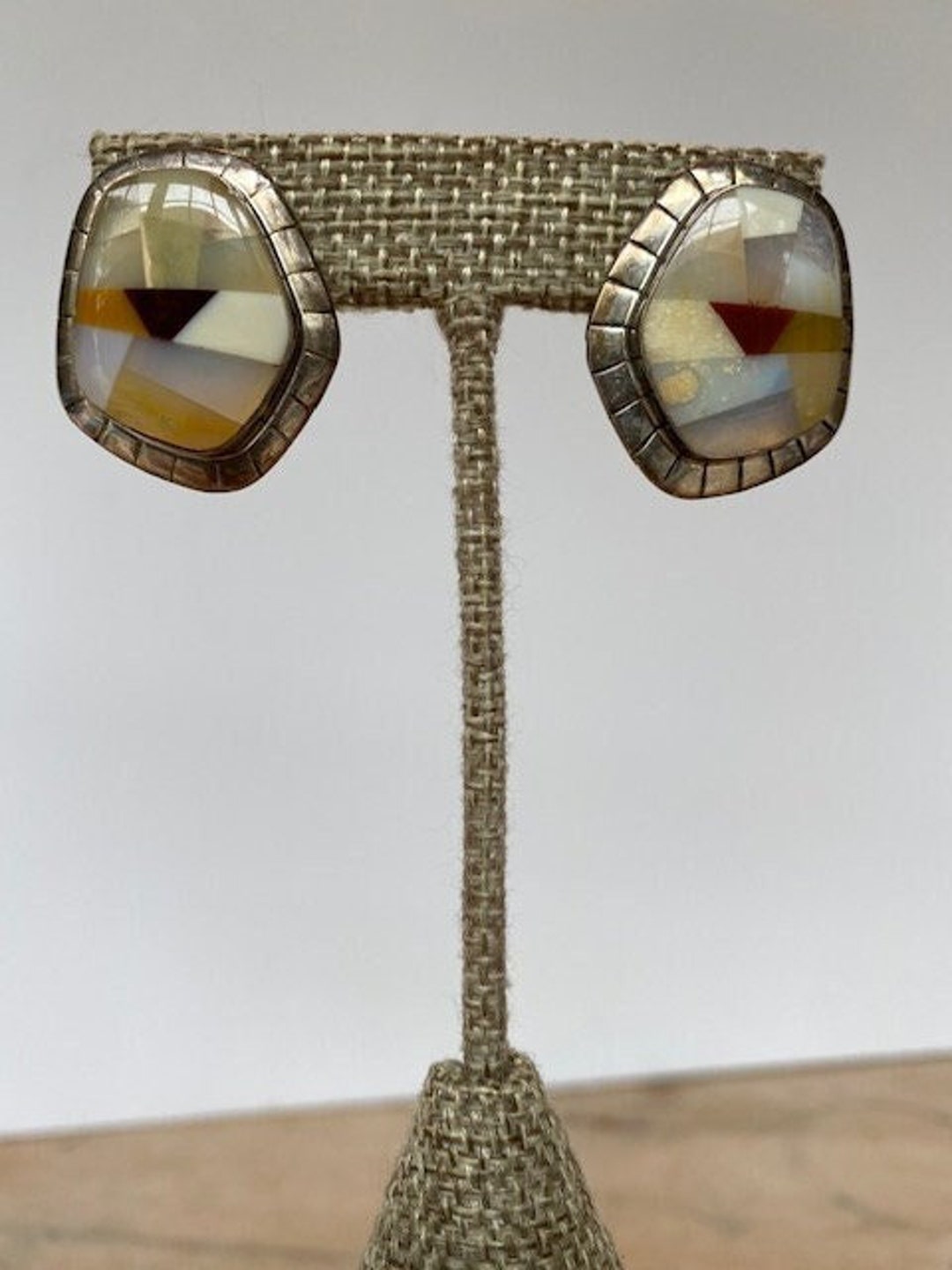 Vintage Jay King Semi Precious Stones Mosaic Set in Sterling Silver ...