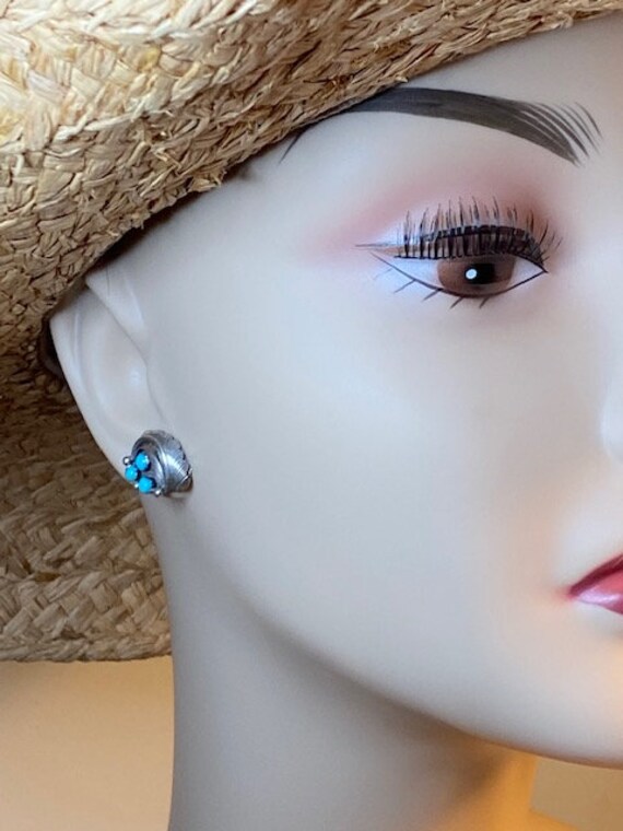 Vintage Native American Leaf Snake Eyes Turquoise Pos… - Gem