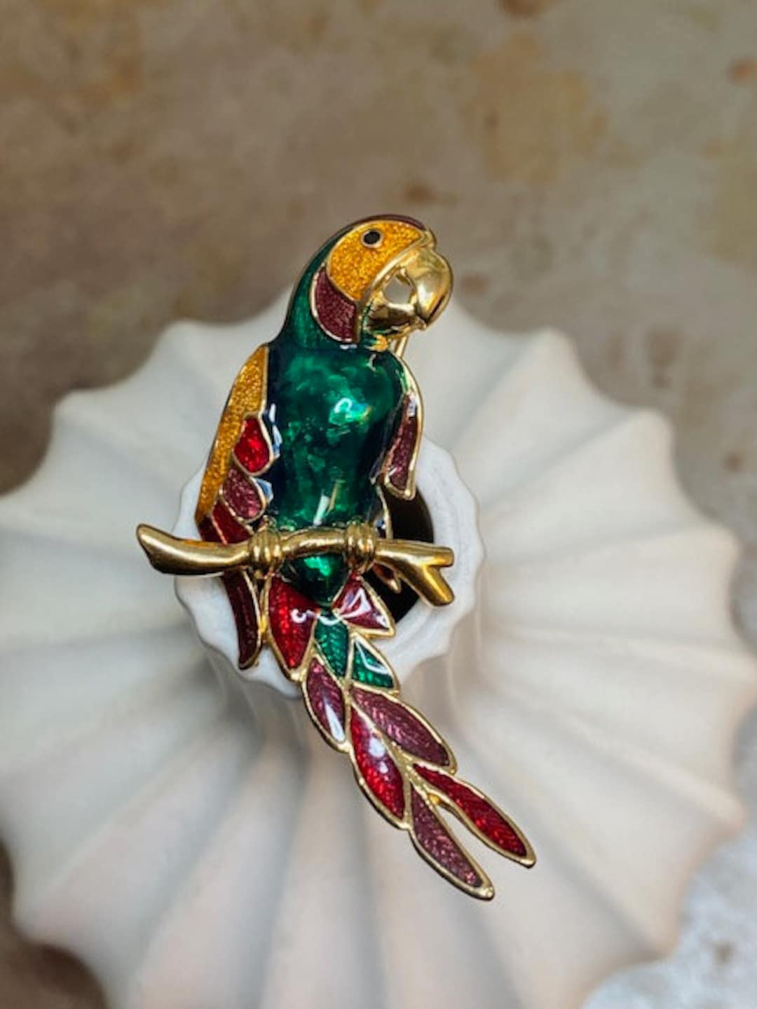 Vintage Colorful Enamel Parrot Bird Brooch Bird Lover Ornithologist ...