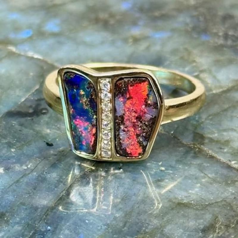 Size P Gold Opal Ring - Etsy