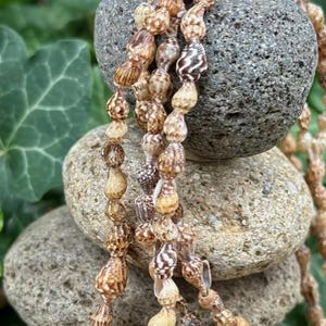 Natural Tiny Snail Shell Necklace Long Strand Boho Hippie Vibe Beach ...
