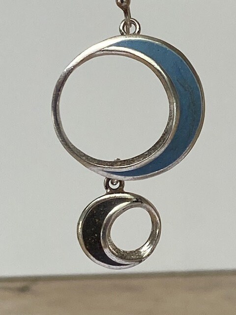 Vintage Modernist David Urso Sterling Silver Blue Black Enamel - Etsy