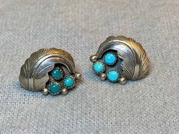 Vintage Native American Leaf Snake Eyes Turquoise Pos… - Gem