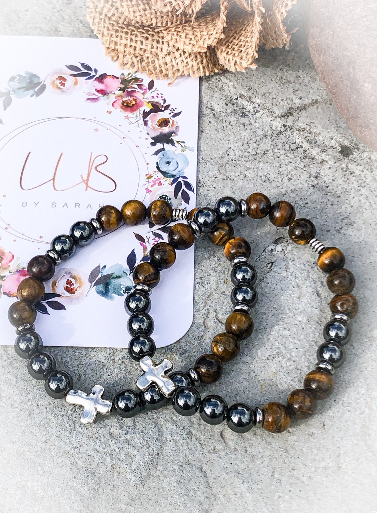 The Clarkson Smooth Tiger Eye Hematite Silver Accents with | Etsy