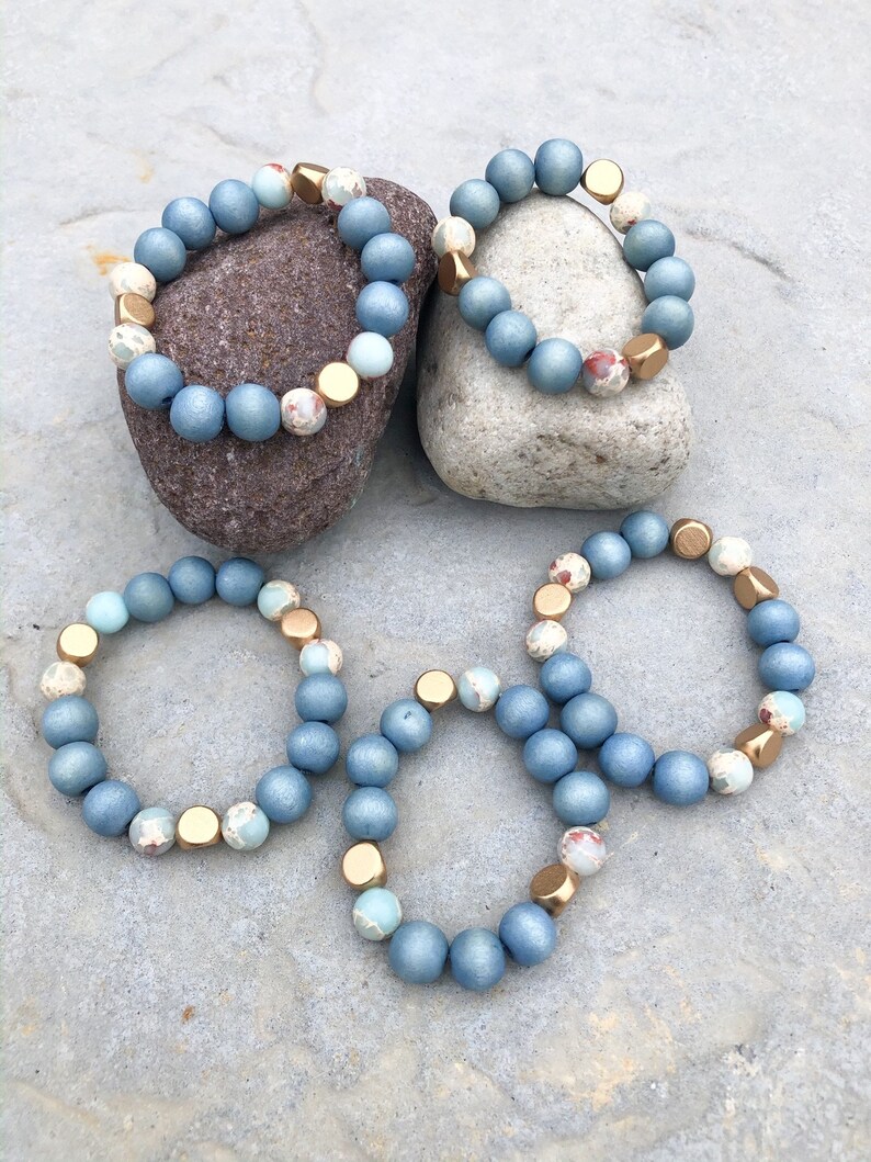 The Cass African Opal Denim Wood With Gold Triangular Wood | Etsy