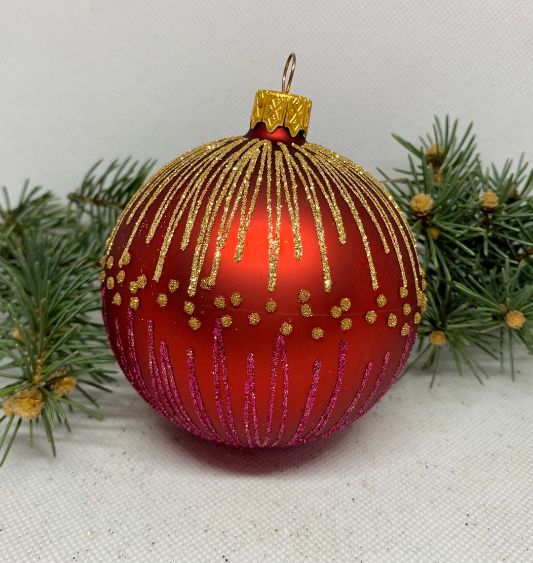 Red Christmas Glass Ball, Xmas Ornaments, Blown Glass Christmas Ball ...