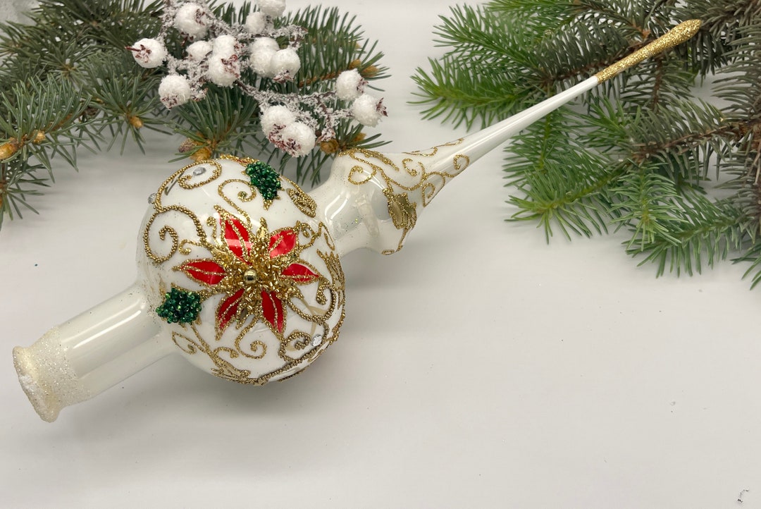Big Christmas Glass Tree Topper 12 Inches, Tree Topper Antique ...