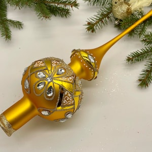 Big Gold Christmas Glass Tree Topper 14 Inches, Tree Topper Antique ...
