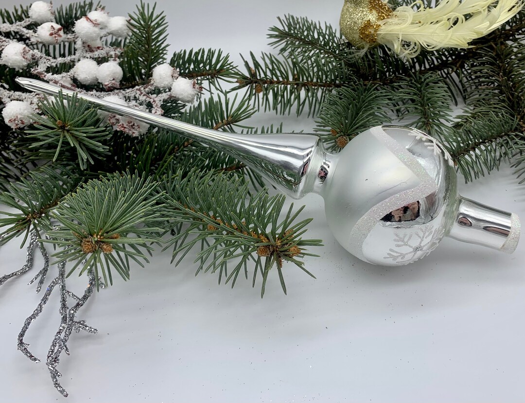 Silver Christmas Glass Tree Topper 10 Inches, Mercury Tree Topper ...