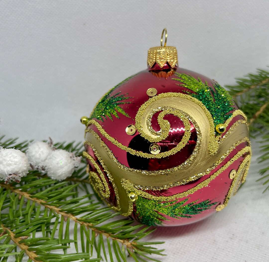 Christmas Glass Ball, Glitter Xmas Ornaments, Blown Glass Christmas ...