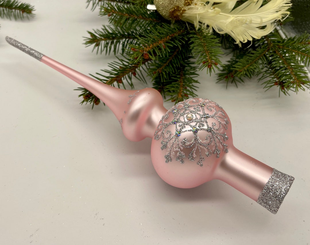 Pink Vintage Christmas Glass Tree Topper 12 Inches, Stained Glass Tree ...