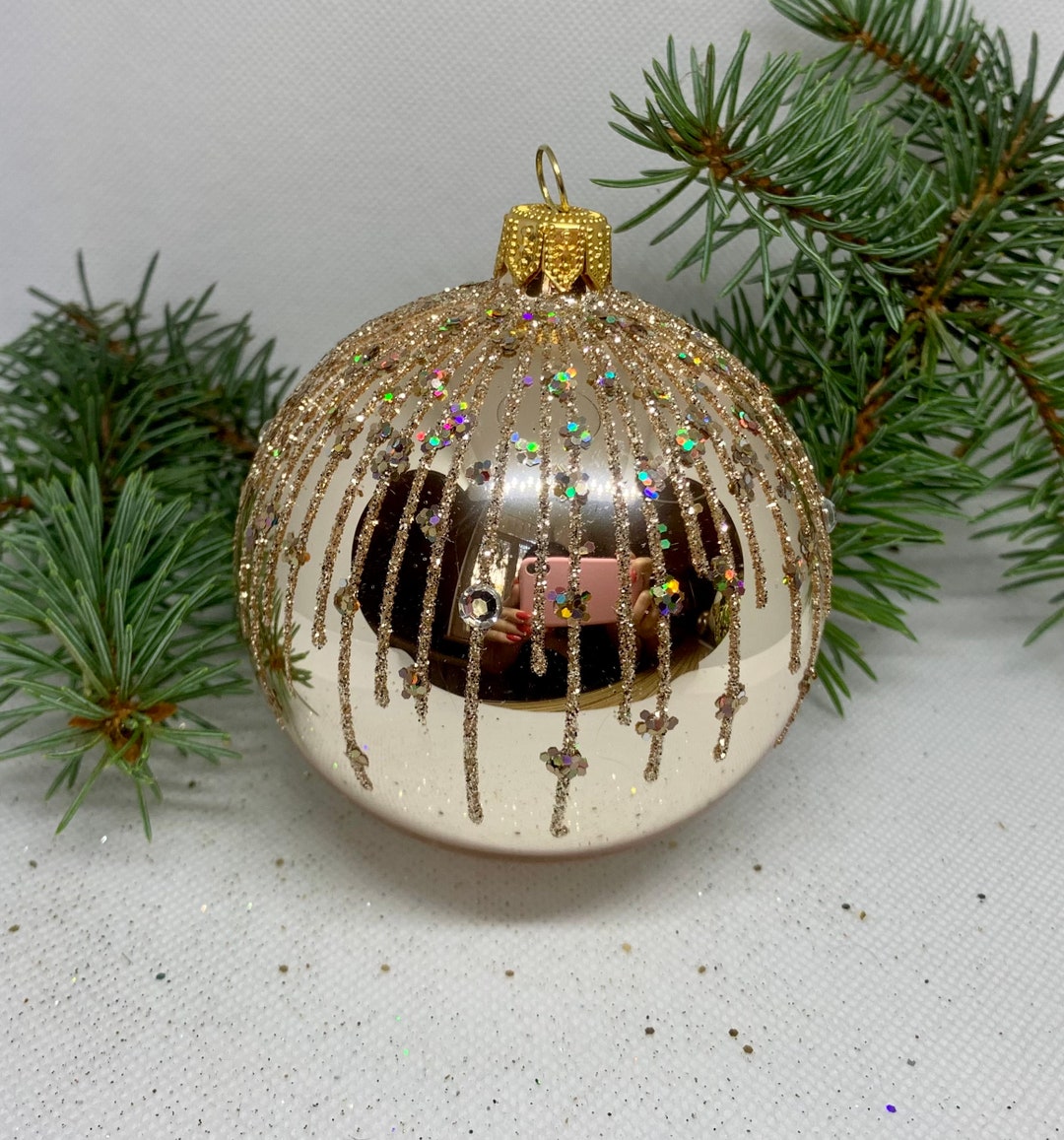 Christmas Glass Ball, Glitter Xmas Ornaments, Blown Glass Christmas ...