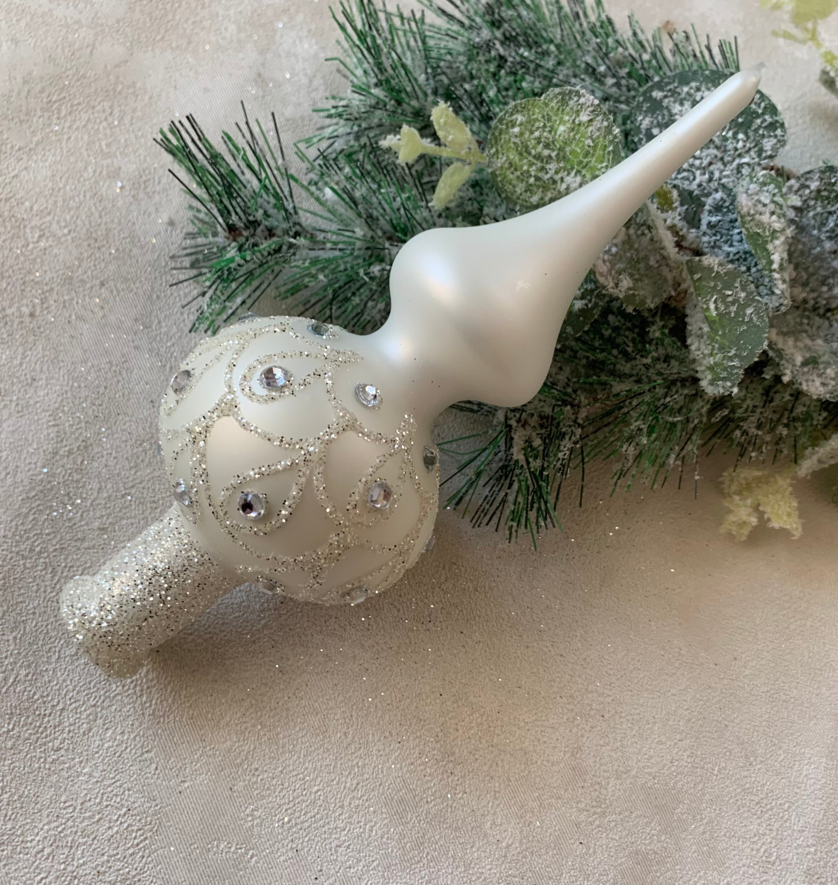 Small White Christmas Glass Tree Topper 8 Inches Tree Topper - Etsy