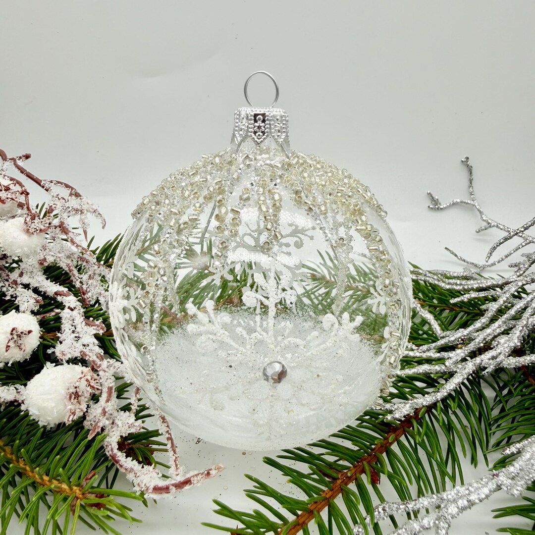Transparent Christmas Glass Ball, Glitter Xmas Ornaments, Blown ...