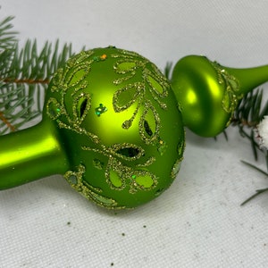 Small Green Matt Vintage Christmas Glass Tree Topper 7 Inches, Tree ...