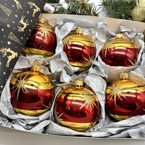 Christmas Set of 6 Glass Balls With Gifted Box Crafted Glass - Etsy