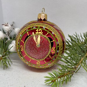 Clock Christmas Glass Ball, Glitter Xmas Ornaments, Blown Christmas ...