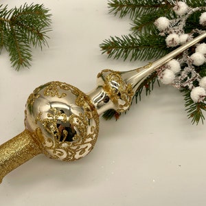 Gold Christmas Glass Tree Topper 10 Inches, Tree Topper Antique ...