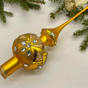 Big Gold Christmas Glass Tree Topper 14 Inches, Tree Topper Antique ...