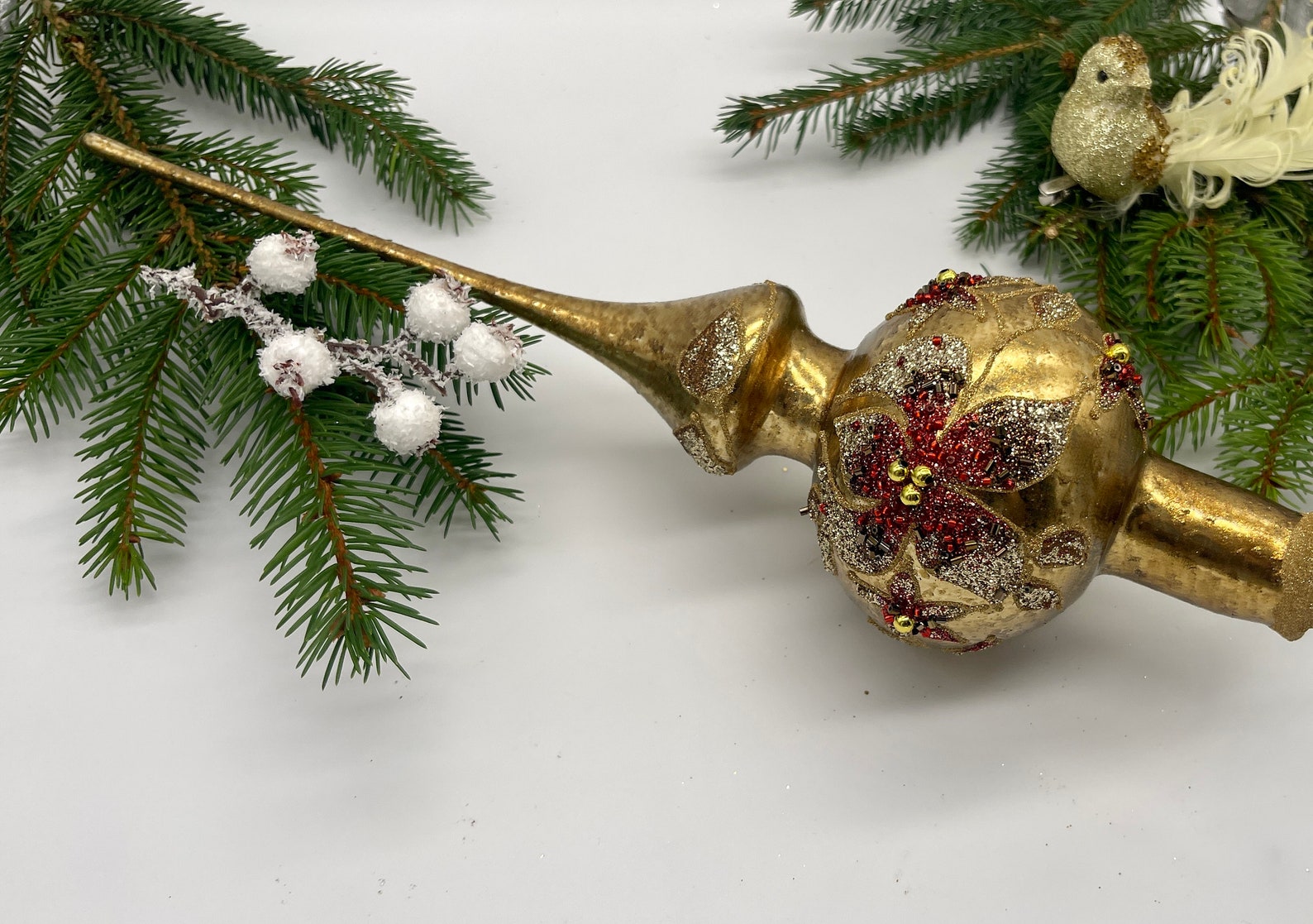 Big Bronze Christmas Glass Tree Topper 14 Inches, Tree Topper Antique ...