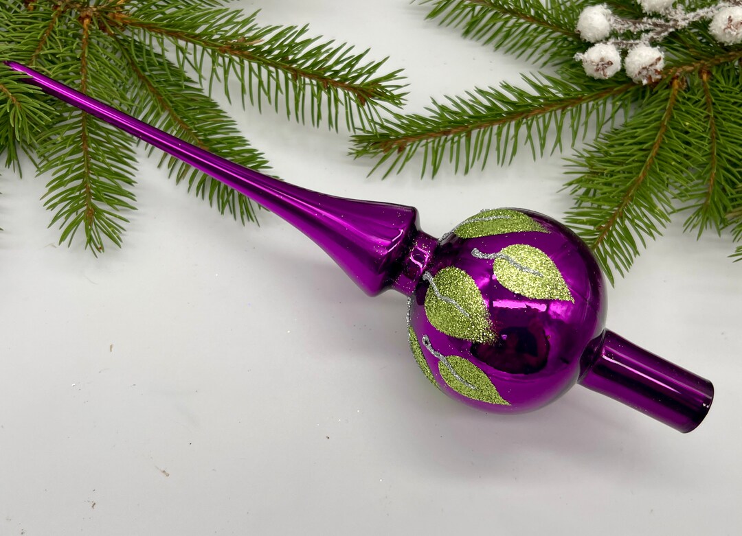 Purple Christmas Glass Tree Topper 9 Inches, Mercury Tree Topper ...