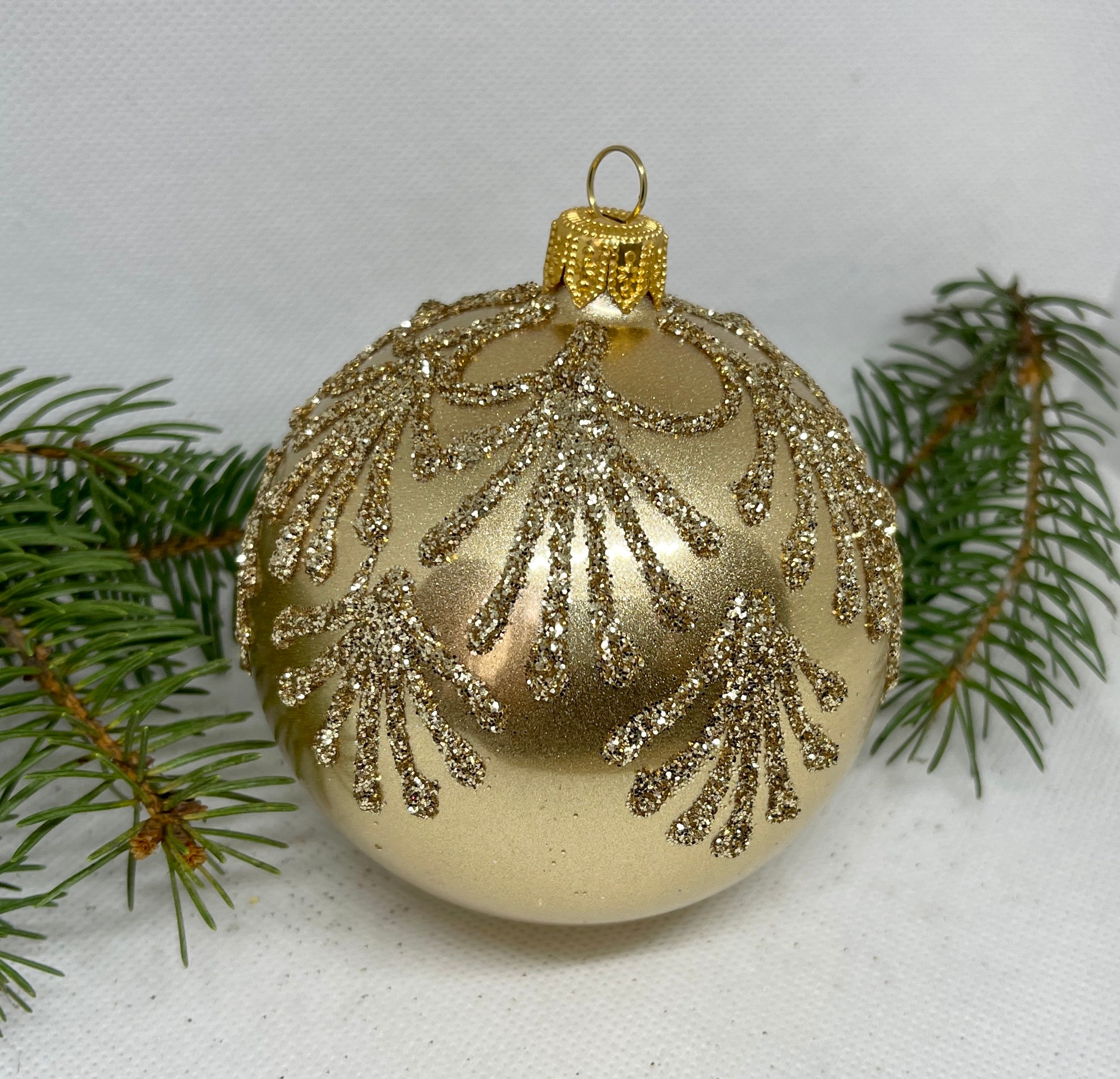 Gold Christmas Glass Ball Glitter Xmas Ornaments Blown Glass - Etsy