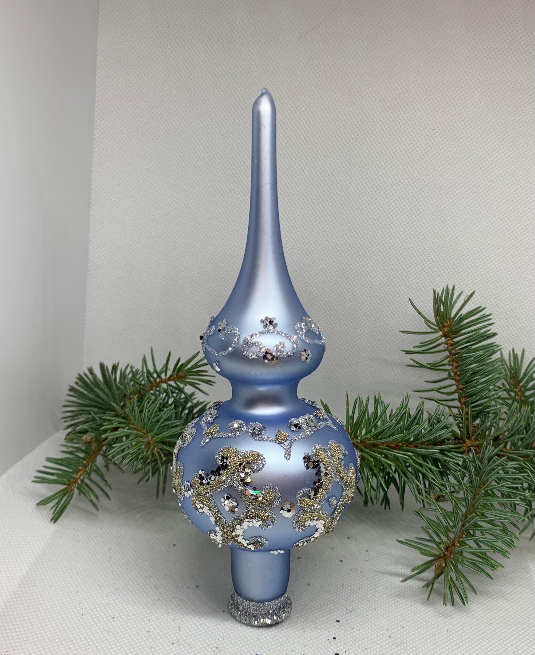 Small Blue Vintage Christmas Glass Tree Topper 8 Inches Tree - Etsy