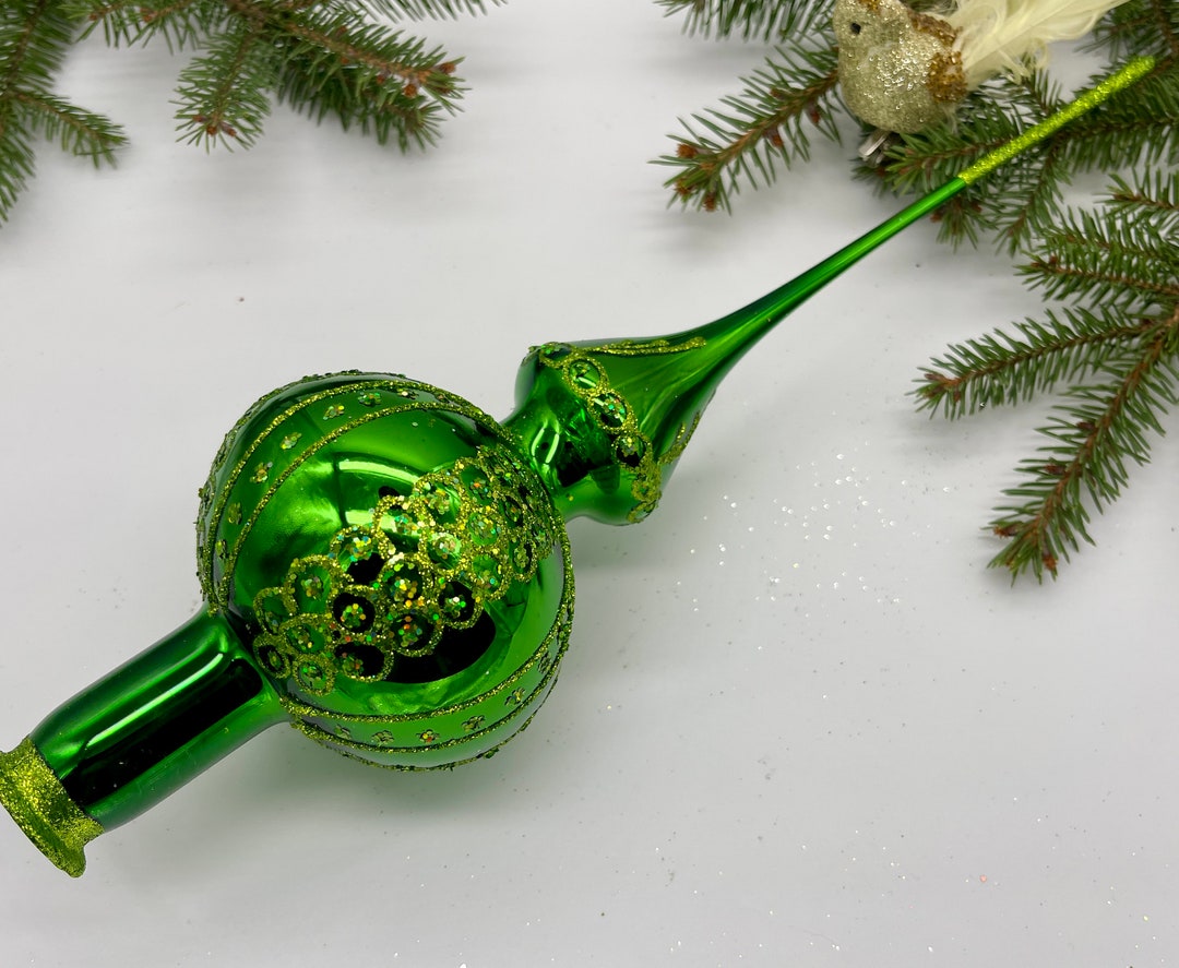 Big Green Christmas Glass Tree Topper 14 Inches, Tree Topper Antique ...