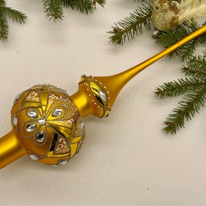 Big Gold Christmas Glass Tree Topper 14 Inches, Tree Topper Antique ...