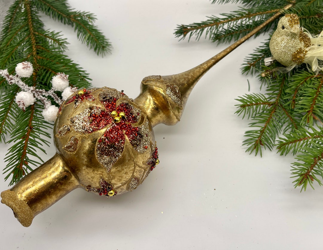 Big Bronze Christmas Glass Tree Topper 14 Inches, Tree Topper Antique ...