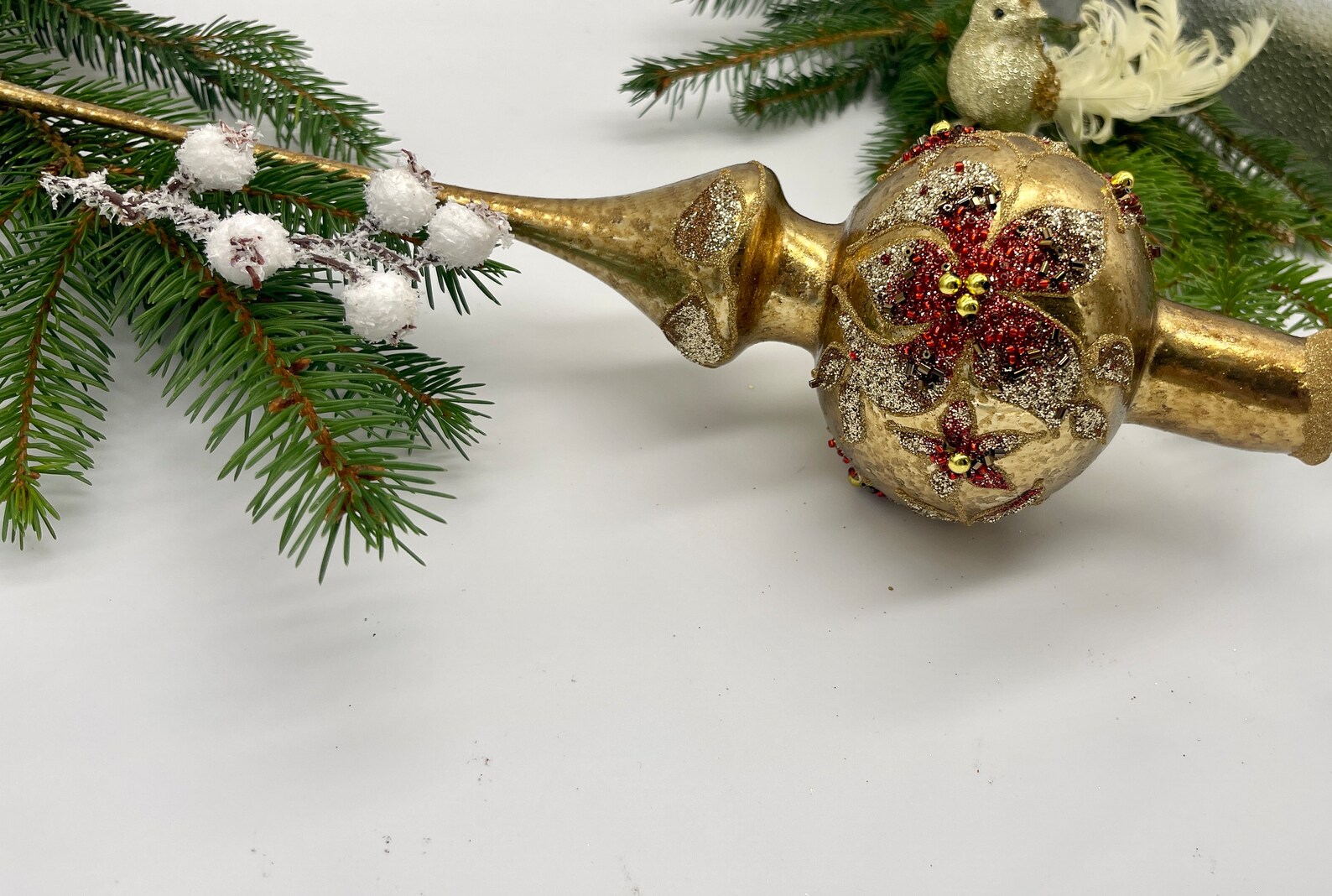 Big Bronze Christmas Glass Tree Topper 14 Inches, Tree Topper Antique ...