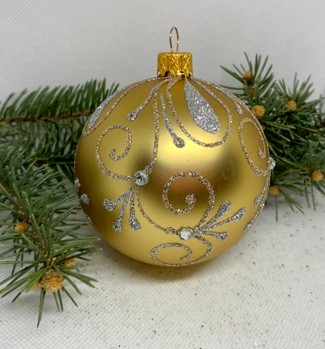 GOLD Christmas Glass Ball Xmas Ornaments Blown Glass - Etsy