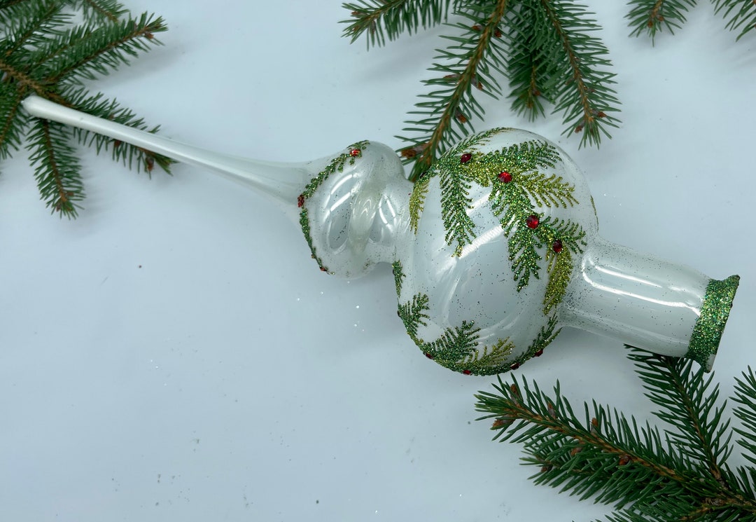 Christmas Glass Tree Topper 12 Inches, Tree Topper Antique Christmas Ornaments Vintage XMAS ...