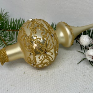 Small Gold Vintage Christmas Glass Tree Topper 8 Inches, Tree Topper ...