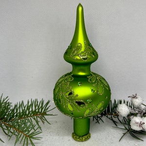 Small Green Matt Vintage Christmas Glass Tree Topper 7 Inches, Tree ...