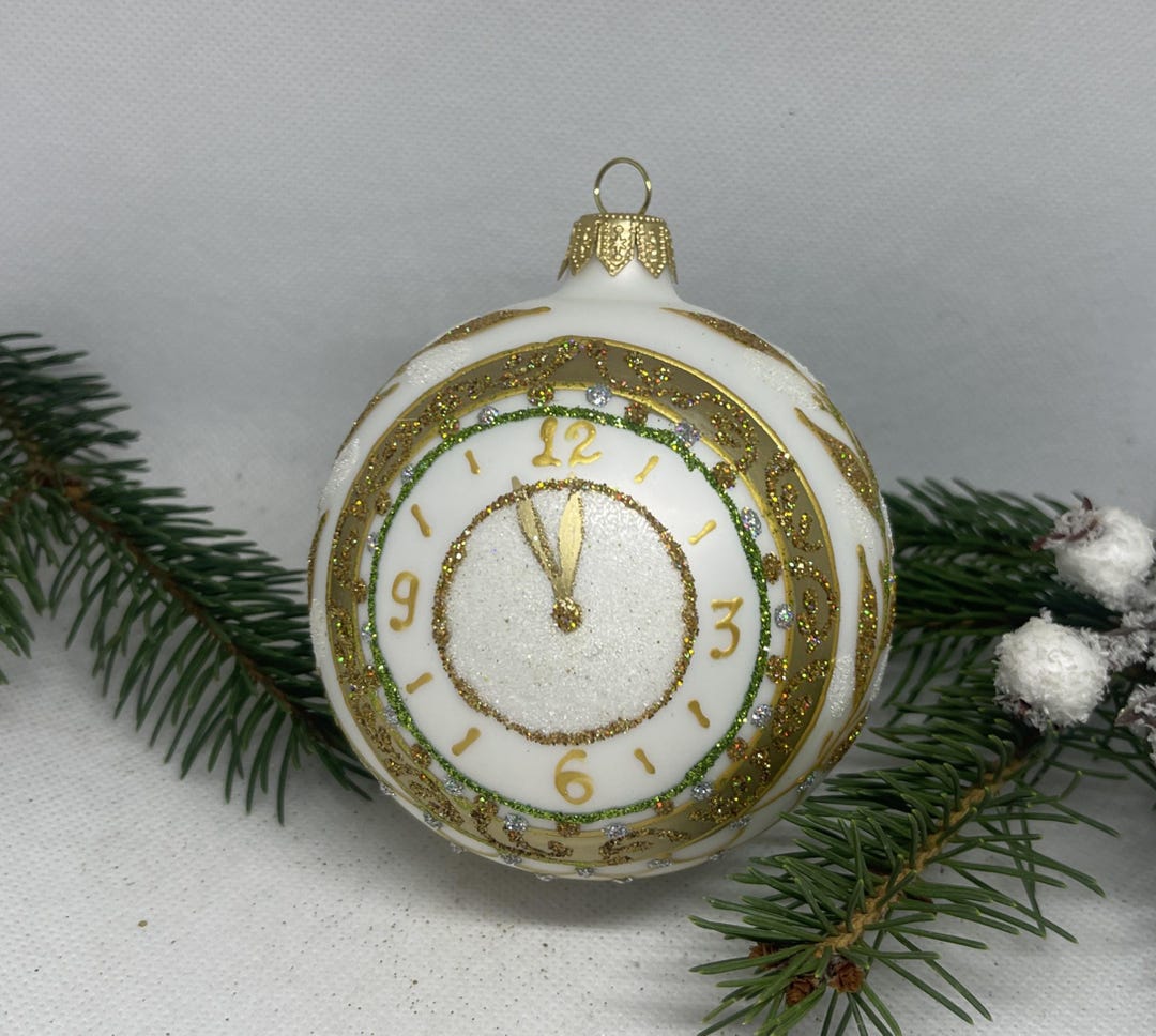 Clock Christmas Ornament Holiday Decor Handmade Christmas Glass Ball ...