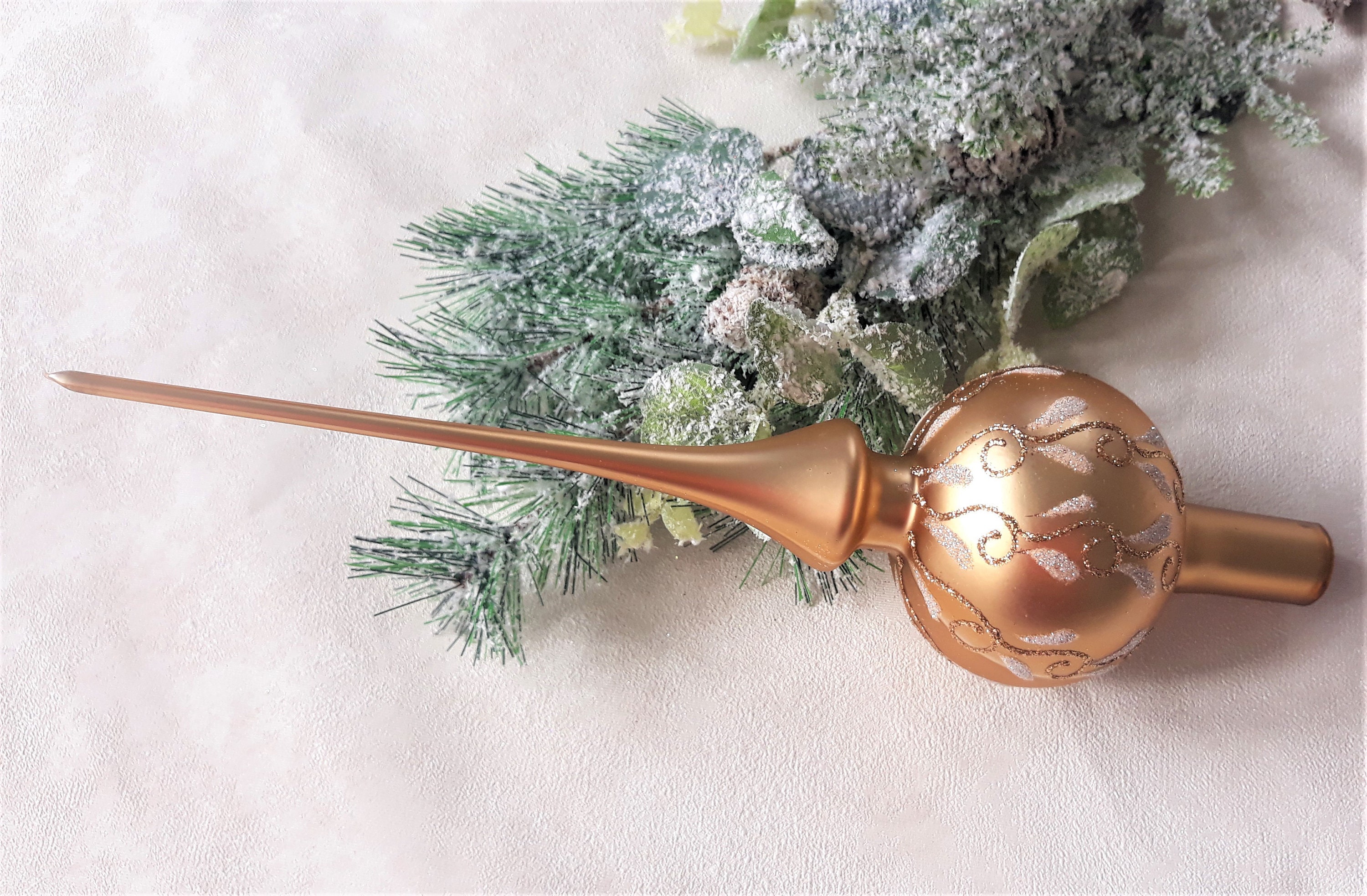 Vintage Christmas glass tree topper 10 inches tree topper | Etsy