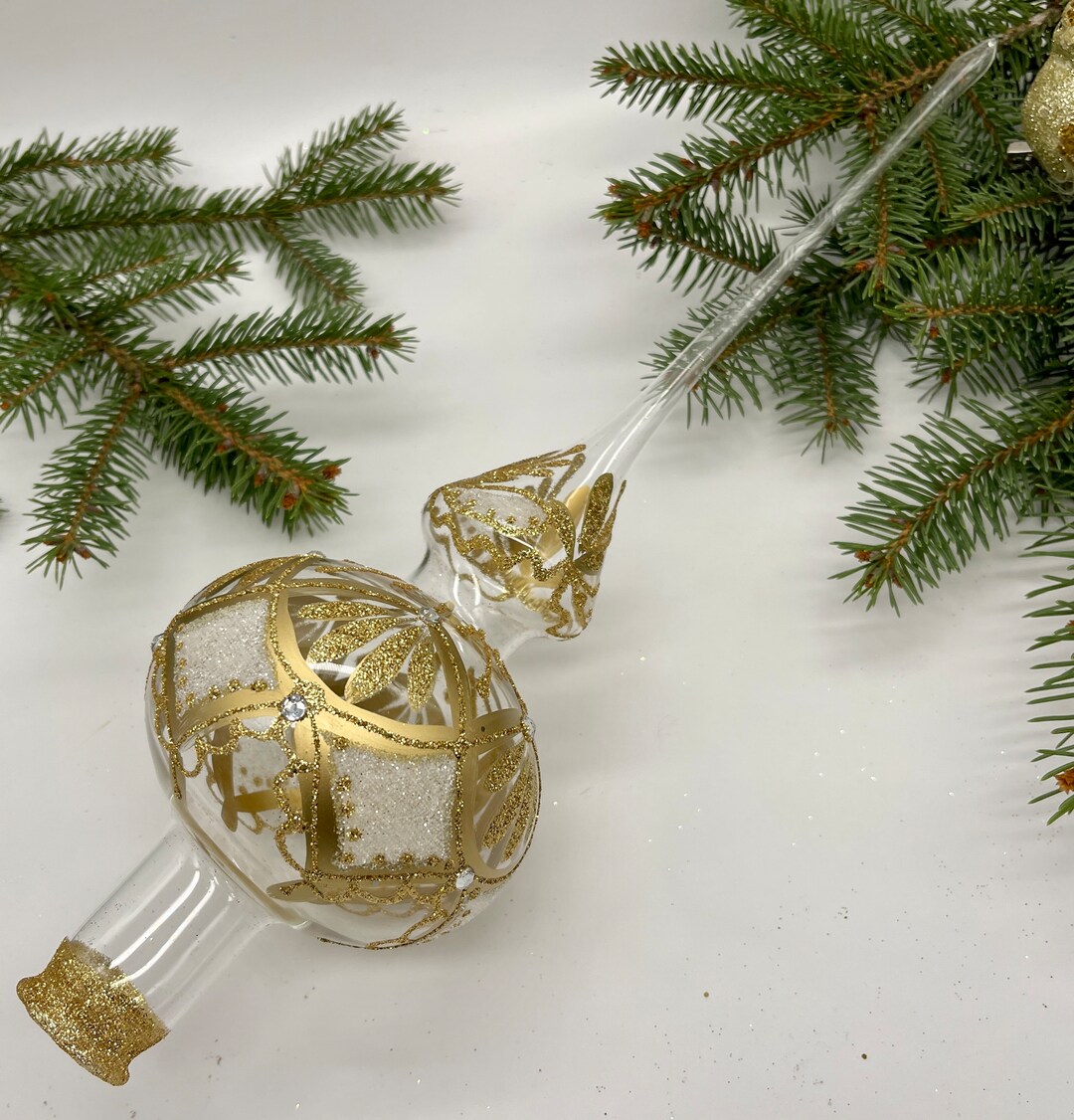 Big Christmas Glass Tree Topper 14 Inches, Tree Topper Antique ...