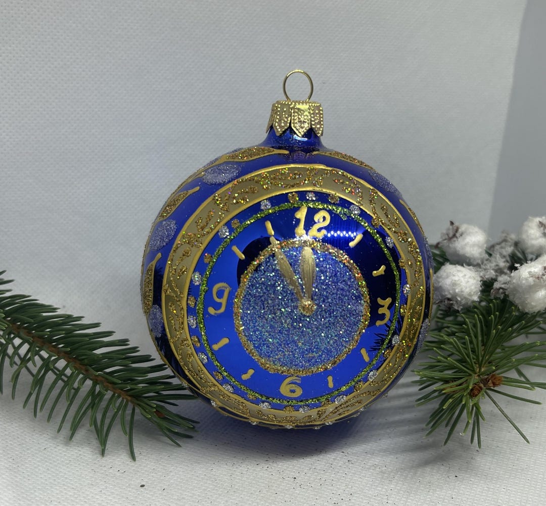 Clock Christmas Ornament Holiday Decor Handmade Christmas Glass Ball ...