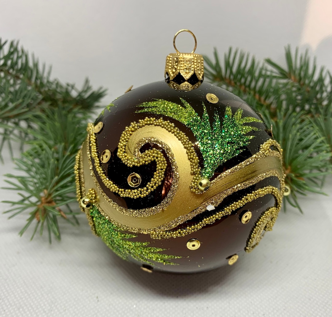 Christmas Glass Ball, Glitter Xmas Ornaments, Blown Glass Christmas ...