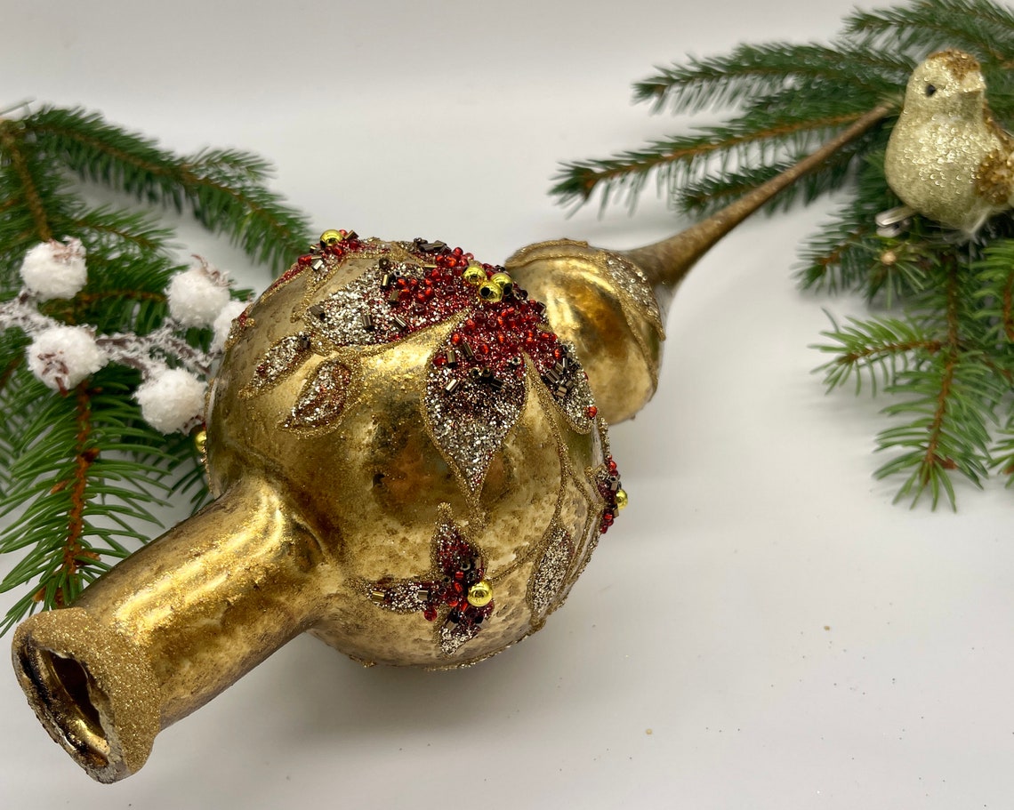 Big Bronze Christmas Glass Tree Topper 14 Inches, Tree Topper Antique ...