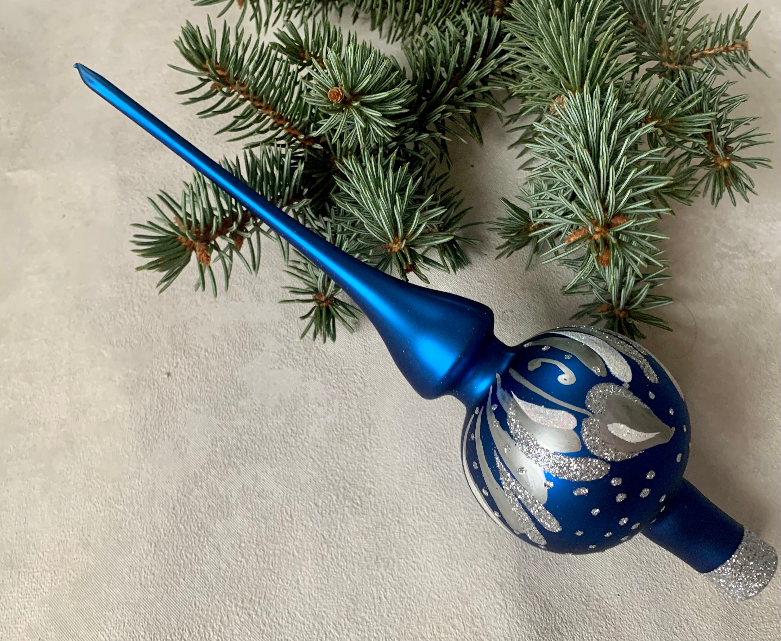 Blue Vintage Christmas Glass Tree Topper 12 Inches Tree - Etsy