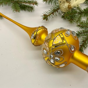 Big Gold Christmas Glass Tree Topper 14 Inches, Tree Topper Antique ...
